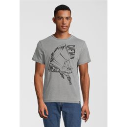 T-Shirt Recovered "Marvel Captain America", Damen, Gr. M, grau, 55% Baumwolle, 45% Polyester, bedruckt, normal, Rundhals, Shirts T-Shirt, mit Aufdruck von Captain America