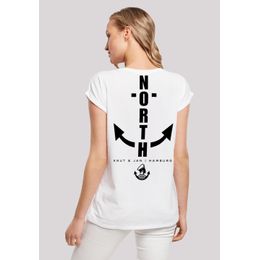 T-Shirt F4NT4STIC "North Anchor Knut & Jan Hamburg", Damen, Gr. 4XL, wei&szlig;, Obermaterial: 100% Baumwolle, regular fit, Rundhals, ohne B&uuml;ndchen, Shirts T-Shirt, Print