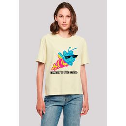 T-Shirt F4NT4STIC "Die Biene Maja Cutest In Club", Damen, Gr. L, gelb (softgelb), Obermaterial: 100% Baumwolle, oversize, Rundhals, ohne B&uuml;ndchen, Shirts T-Shirt, Nostalgie, Retro, Heroes of Childhood