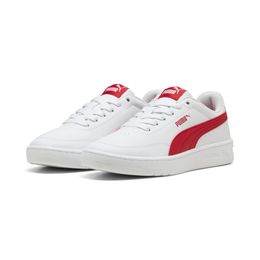 Sneaker Puma "Court Classic Clean Sneakers Jugendliche", Damen, Gr. 35,5, wei&szlig; (wei&szlig; for all time rot), Obermaterial: Synthetik, Textil; Futter: Textil; Innensohle: Textil; Laufsohle: Gummi, Schuhe Sneaker