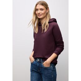 Hoodie Street One, Damen, Gr. 34, jazz berry, Sweatware, 60% Baumwolle, 40% Polyester, unifarben, normal, ohne Ausschnitt, Bündchen, Sweatshirts, im soften Baumwoll-Mix