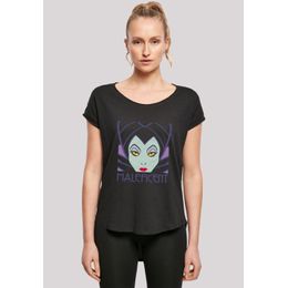 T-Shirt F4NT4STIC "Long Cut T-Shirt Disney Maleficent Cropped Head", Damen, Gr. XL, schwarz, Obermaterial: 100% Baumwolle, regular fit, Rundhals, ohne B&uuml;ndchen, Shirts T-Shirt, Damen,Premium Merch,Lang,Longshirt,Bedruckt
