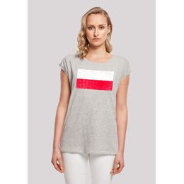 T-Shirt F4NT4STIC "Poland Polen Flagge distressed", Damen, Gr. 4XL, grau (erdgrau), Obermaterial: 100% Baumwolle, regular fit, Rundhals, ohne B&uuml;ndchen, Shirts T-Shirt, Print