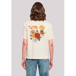 T-Shirt F4NT4STIC "Biene Maja Flower Power", Damen, Gr. L, wei&szlig; (sandwei&szlig;), Obermaterial: 100% Baumwolle, oversize, Rundhals, ohne B&uuml;ndchen, Shirts T-Shirt, Nostalgie, Retro, Heroes of Childhood