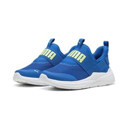 Sneaker Puma "Soft Wired 2 SLIPTECH™ Sneakers Kinder", Kinder, Gr. 30, team royal fizzy light weiß blau gelb, Obermaterial: Synthetik, Textil; Futter: Textil; Innensohle: Textil; Laufsohle: Synthetik, Gummi, Schuhe