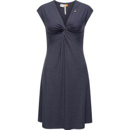 Jerseykleid Ragwear "Comfrey Solid", Damen, Gr. M (38), Normalgrößen, blau (navy), Material: 48% Viskose, 47% Polyester, 5% Elasthan, figurumspielend knieumspielend, tiefer V-Ausschnitt, weit normaler Saum, Kleider, stylisches Sommerkleid mit tiefem V-Ausschnitt