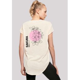 T-Shirt F4NT4STIC "Sakura Japan Grafik", Damen, Gr. L, beige (sandweiß), Obermaterial: 100% Baumwolle, regular fit, Rundhals, ohne Bündchen, Shirts, Print