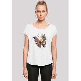 T-Shirt F4NT4STIC "Schmetterling Bunt", Damen, Gr. S, wei&szlig;, Obermaterial: 100% Baumwolle, regular fit, Rundhals, ohne B&uuml;ndchen, Shirts T-Shirt, Print