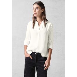 Langarmbluse Cecil, Damen, Gr. XXL (46), wei&szlig; (vanillewei&szlig;), Stoff, Obermaterial: 82% Modal, 18% Polyester; &Auml;rmel: 95% Viskose, 5% Elasthan, unifarben, gerade normal, V-Ausschnitt, B&uuml;ndchen, Blusen, aus softem Materialmix