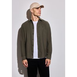 Langarmhemd Street One MEN, Herren, Gr. XL44, US-Gr&ouml;&szlig;en, gr&uuml;n (vintage gr&uuml;n), Web, 100% Baumwolle, unifarben, normal normal, V-Ausschnitt, B&uuml;ndchen, Hemden, aus reiner Baumwolle