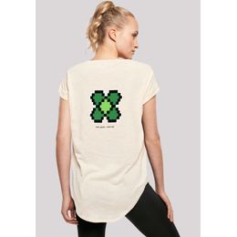 T-Shirt F4NT4STIC "Silvester Happy New Year Pixel Kleeblatt", Damen, Gr. L, beige (sandwei&szlig;), Obermaterial: 100% Baumwolle, regular fit, Rundhals, ohne B&uuml;ndchen, Shirts T-Shirt, Print