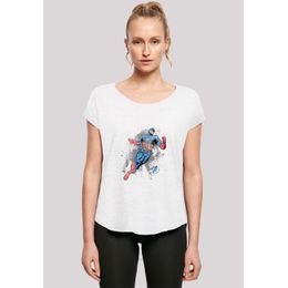 T-Shirt F4NT4STIC "Marvel Avengers Captain America Splash", Damen, Gr. L, wei&szlig;, Obermaterial: 100% Baumwolle, regular fit, Rundhals, ohne B&uuml;ndchen, Shirts T-Shirt, Damen,Premium Merch,Lang,Longshirt,Logo Print