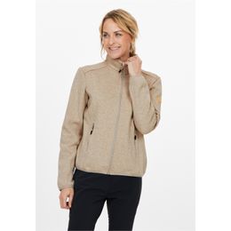 Fleecejacke WHISTLER "SAMANI", Damen, Gr. 46, grau (taupe), 100% Polyester, meliert, normal, hoch geschlossener Ausschnitt, Jacken Fleecejacke, aus schnell trocknendem Funktionsmaterial