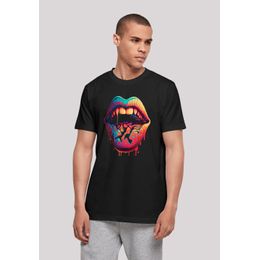T-Shirt F4NT4STIC "Drooling Lips TEE UNISEX", Herren, Gr. L, schwarz, Obermaterial: 100% Baumwolle, regular fit, Rundhals, ohne B&uuml;ndchen, Shirts T-Shirt, Print
