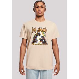 T-Shirt F4NT4STIC "Def Leppard Hysteria", Herren, Gr. L, beige (sand), Obermaterial: 100% Baumwolle, regular fit, Rundhals, ohne Bündchen, Shirts, Premium Qualität