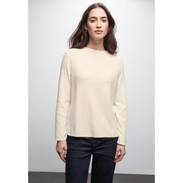 Strickpullover Street One, Damen, Gr. 42, soft beige, Stoff, 51% Viskose, 30% Polyester, 19% Polyamid, Strukturmuster, normal normal, Rundhals, abgesteppt, Pullover Strickpullover, aus softem Materialmix