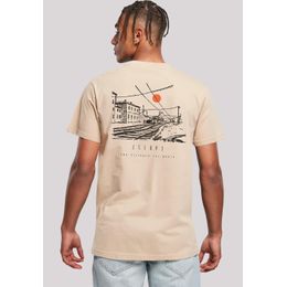 T-Shirt F4NT4STIC "Escape Discover the World Town Train Station", Herren, Gr. L, beige (sand), Obermaterial: 100% Baumwolle, regular fit, Rundhals, ohne Bündchen, Shirts, Premium Qualität, ESCAPE Collection