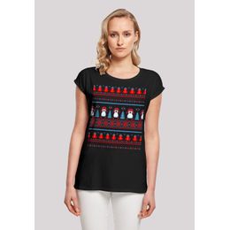 T-Shirt F4NT4STIC "Christmas Pinguin Muster", Damen, Gr. 4XL, schwarz, Obermaterial: 100% Baumwolle, regular fit, Rundhals, ohne B&uuml;ndchen, Shirts T-Shirt, Print