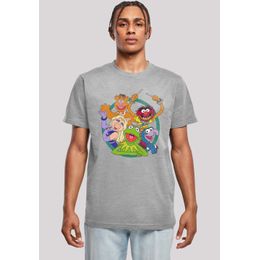 T-Shirt F4NT4STIC "Disney Die Muppets Group Circle", Damen, Gr. XS, grau (erdgrau), Obermaterial: 100% Baumwolle, regular fit, Rundhals, ohne B&uuml;ndchen, Shirts T-Shirt, Print
