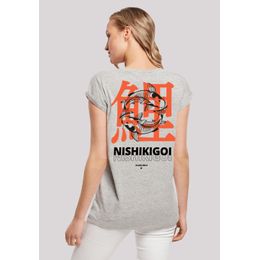 T-Shirt F4NT4STIC "Nishikigoi Koi Japan Grafik", Damen, Gr. 4XL, grau (erdgrau), Obermaterial: 100% Baumwolle, regular fit, Rundhals, ohne Bündchen, Shirts, Print