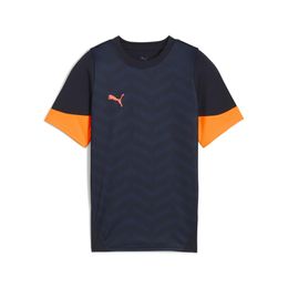 Puma M&auml;dchen Trainingsshirt "individualCUP Fu&szlig;balltrikot Jugendliche"new navy glowing rot heat fire blau orange, Gr. 128, bedruckt, Obermaterial: