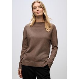 Street One Damen Strickpulloversilk braun meliert, Gr. 38, unifarben, Stoff, 33% Polyester, 31% Polyacryl, 24% Baumwolle, 12% Polyamid, Pullover, mit
