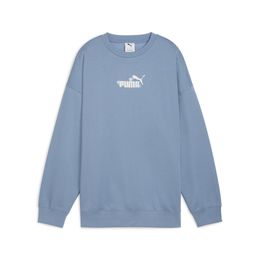 Sweatshirt Puma "Essentials Nature 2.0 Oversized Sweatshirt Damen", Damen, Gr. L, cool blau, 68% Baumwolle, 32% Polyester, oversize, Rundhals, Sweatshirts