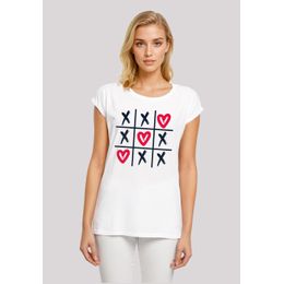 T-Shirt F4NT4STIC "Valentinstag Herz Tic Tac Toe", Damen, Gr. 4XL, wei&szlig;, Obermaterial: 100% Baumwolle, regular fit, Rundhals, ohne B&uuml;ndchen, Shirts T-Shirt, Premium Qualit&auml;t