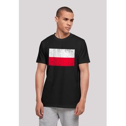 T-Shirt F4NT4STIC "Polen Flagge Poland distressed", Damen, Gr. L, schwarz, Obermaterial: 100% Baumwolle, regular fit, Rundhals, ohne B&uuml;ndchen, Shirts T-Shirt, Print