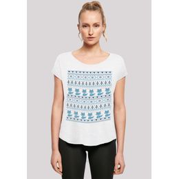 T-Shirt F4NT4STIC "Christmas Fuchs Weihnachten Muster", Damen, Gr. S, wei&szlig;, Obermaterial: 100% Baumwolle, regular fit, Rundhals, ohne B&uuml;ndchen, Shirts T-Shirt, Print
