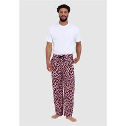 Lousy Livin Underwear Stoffhose LOUSY LIVIN "Pant Leroy", Herren, Gr. M, EURO-Gr&ouml;&szlig;en, pink, 100% Baumwolle, lang, Hosen Stoffhose, mit Leoparden Print