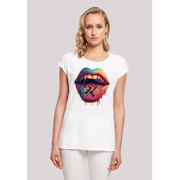 T-Shirt F4NT4STIC "Drooling Lips SHORT SLEEVE TEE", Damen, Gr. 4XL, wei&szlig;, Obermaterial: 100% Baumwolle, regular fit, Rundhals, ohne B&uuml;ndchen, Shirts T-Shirt, Print