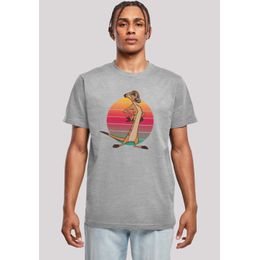 T-Shirt F4NT4STIC "Disney K&ouml;nig der L&ouml;wen Timon Sunset", Herren, Gr. M, grau (erdgrau), Obermaterial: 100% Baumwolle, regular fit, Rundhals, ohne B&uuml;ndchen, Shirts T-Shirt, Print
