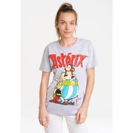 T-Shirt logoshirt "Asterix der Gallier - Asterix & Obelix", Damen, Gr. 3XL, grau (grau, meliert), 95% Baumwolle, 5% Viskose, bedruckt, normal, Rundhals, Shirts T-Shirt, mit lizenziertem Print
