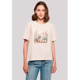 T-Shirt F4NT4STIC "Ente Ostereier Blumen Küken", Damen, Gr. L, pink, Obermaterial: 100% Baumwolle, oversize, Rundhals, ohne Bündchen, Shirts, Premium Qualität