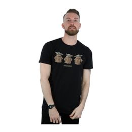 T-Shirt F4NT4STIC "Star Wars The Mandalorian Baby Yoda", Herren, Gr. L, schwarz, Obermaterial: 100% Baumwolle, regular fit, Rundhals, ohne Bündchen, Shirts, Print