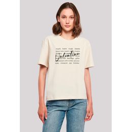 T-Shirt F4NT4STIC "Valentine Herz Hugs Kisses Love Flowers Joy", Damen, Gr. L, wei&szlig; (sandwei&szlig;), Obermaterial: 100% Baumwolle, oversize, Rundhals, ohne B&uuml;ndchen, Shirts T-Shirt, Premium Qualit&auml;t