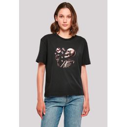 T-Shirt F4NT4STIC "Niedliches Goth Skelett Herz Seifenblasen", Damen, Gr. L, schwarz, Obermaterial: 100% Baumwolle, oversize, Rundhals, ohne B&uuml;ndchen, Shirts T-Shirt, Premium Qualit&auml;t