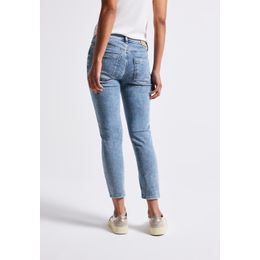 Gerade Jeans Street One, Damen, Gr. 32, Länge 26, blau (light blau wash), Jeans, 81% Baumwolle, 16% Polyester, 3% Elasthan, unifarben, 7/8-Länge, Jeans, aus Baumwolle mit Stretchanteil