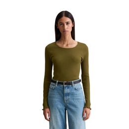 Marc O'Polo Damen Langarmshirt "aus Organic-Cotton-Stretch"burnished logs, Gr. M, MARC O'POLO DENIM, unifarben, Obermaterial: 100% Baumwolle, Shirts