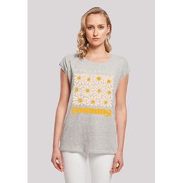 T-Shirt F4NT4STIC "Summer Sunflower", Damen, Gr. XL, grau (erdgrau), Obermaterial: 100% Baumwolle, regular fit, Rundhals, ohne Bündchen, Shirts T-Shirt, Print