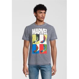 T-Shirt Recovered "Marvel Spider-Man Pop Art Blue", Damen, Gr. M, grau, 100% Baumwolle, Shirts T-Shirt, im zeitlosen Design