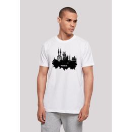 T-Shirt F4NT4STIC "Cities Collection - Munich skyline", Damen, Gr. L, wei&szlig;, Obermaterial: 100% Baumwolle, regular fit, Rundhals, ohne B&uuml;ndchen, Shirts T-Shirt, Print