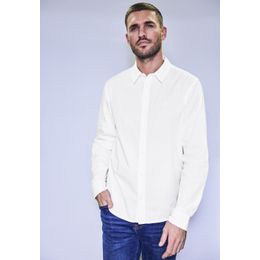 Langarmhemd Street One MEN, Herren, Gr. XXL (46), US-Gr&ouml;&szlig;en, wei&szlig; (hellwei&szlig;), Web, 98% Baumwolle, 2% Elasthan, unifarben, normal normal, V-Ausschnitt, 1-Knopf-Manschette, Hemden, aus Baumwolle mit Stretchanteil
