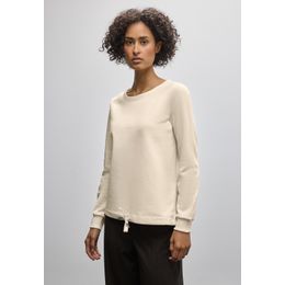 Sweatshirt Street One, Damen, Gr. 34, beige (soft beige), Sweatware, 60% Baumwolle, 40% Polyester, unifarben, gerade, Rundhals, B&uuml;ndchen, Sweatshirts Sweatshirt, im soften Baumwoll-Mix