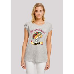 T-Shirt F4NT4STIC "My Herz belongs to tacos", Damen, Gr. 4XL, grau (erdgrau), Obermaterial: 100% Baumwolle, regular fit, Rundhals, ohne B&uuml;ndchen, Shirts T-Shirt, Premium Qualit&auml;t