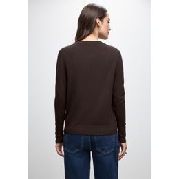 Strickpullover Street One, Damen, Gr. 42, deep roast braun, Feinstrick, 75% Viskose, 25% Nylon, unifarben, normal normal, Rundhals, B&uuml;ndchen, Pullover Strickpullover, aus softem Materialmix
