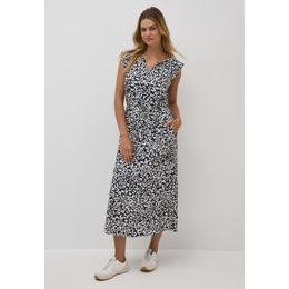 Midikleid Cecil, Damen, Gr. L42, US-Gr&ouml;&szlig;en, urban dunkelblau, Stoff, 100% Viskose, bedruckt, normal wadenlang, V-Ausschnitt, abgesteppt, Kleider Midikleid, mit allover Print