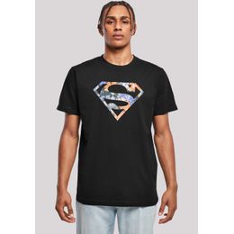 T-Shirt F4NT4STIC "T-Shirt DC Comics Superman Floral Logo Superheld", Herren, Gr. XXL, schwarz, Obermaterial: 100% Baumwolle, regular fit, Rundhals, ohne B&uuml;ndchen, Shirts T-Shirt, Herren,Premium Merch,Regular-Fit,Basic,Bedruckt