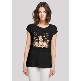 T-Shirt F4NT4STIC "Ostern Küken Ei Blumen", Damen, Gr. 4XL, schwarz, Obermaterial: 100% Baumwolle, regular fit, Rundhals, ohne Bündchen, Shirts, Premium Qualität